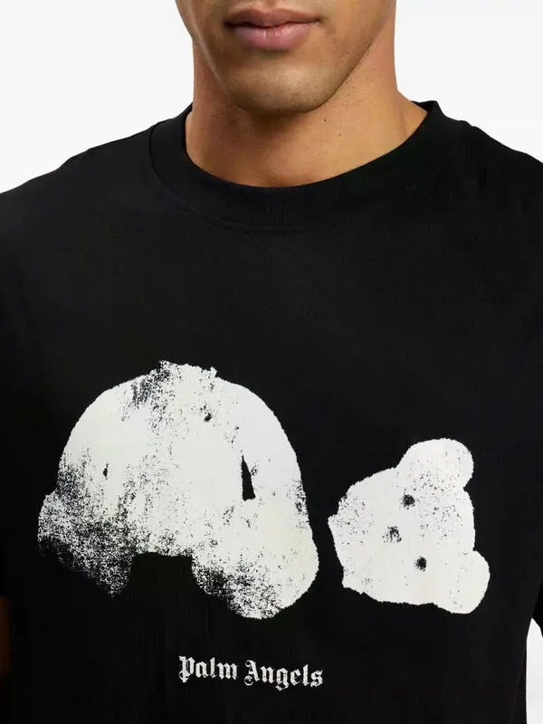 Palm Angels Spray Broken Bear Graphic T-shirt - Black