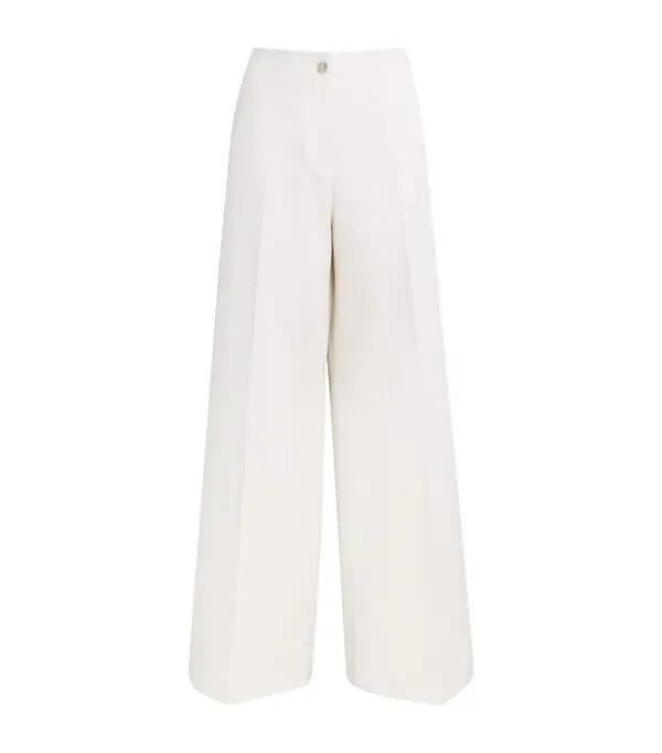 Brioni Cotton-silk Wide-leg Trousers