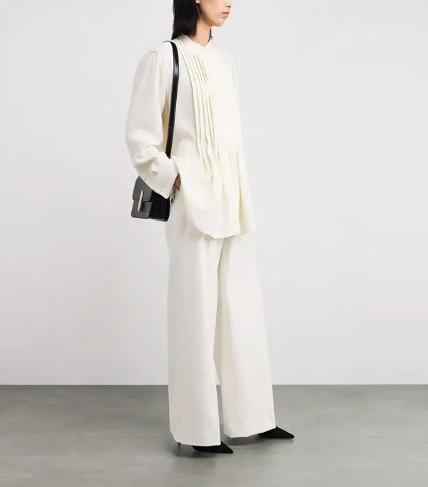 Brioni Cotton-silk Wide-leg Trousers