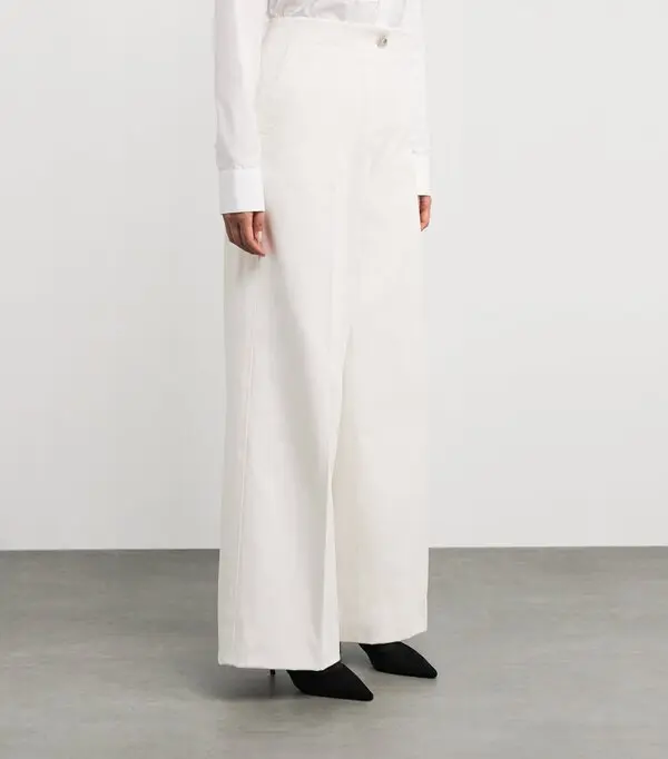 Brioni Cotton-silk Wide-leg Trousers
