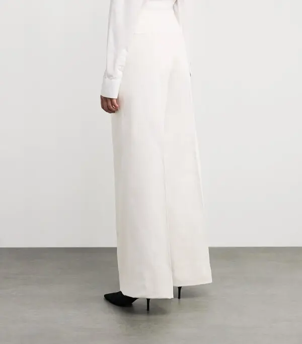 Brioni Cotton-silk Wide-leg Trousers