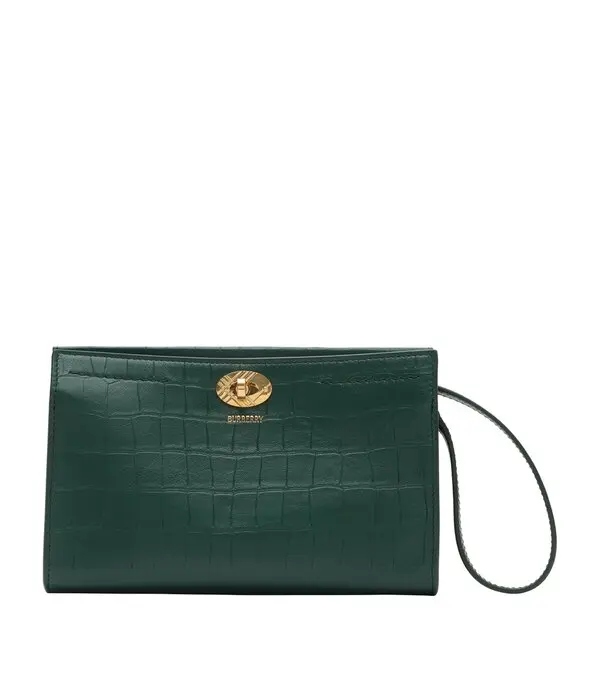 Burberry Lambskin Croc-embossed Cotswolds Pouch
