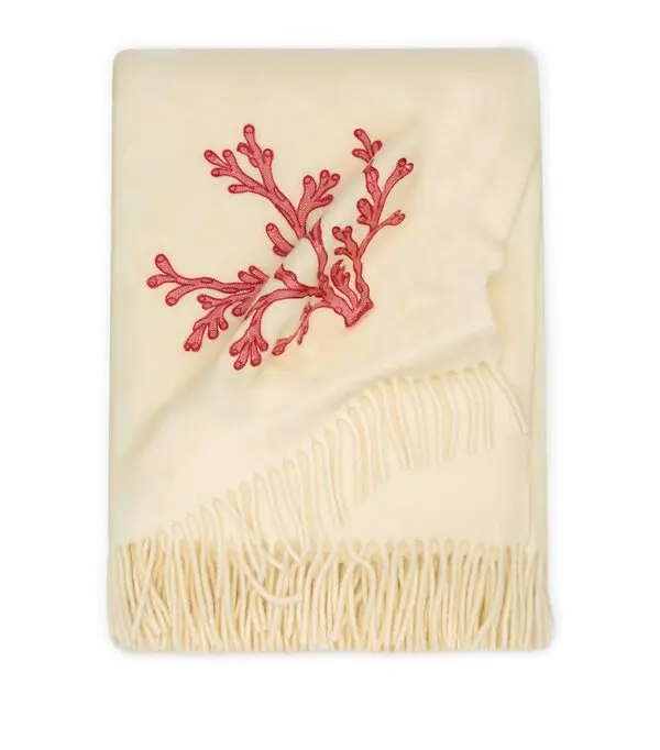 Loretta Caponi Virgin Wool Red Coral Throw - Neutral
