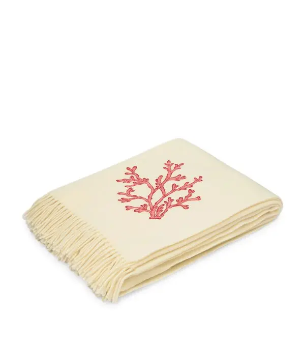 Loretta Caponi Virgin Wool Red Coral Throw