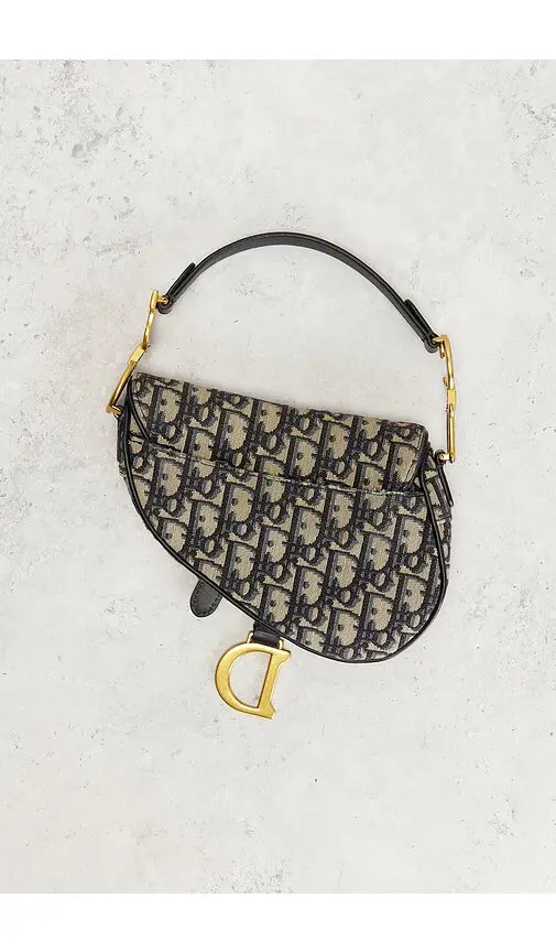 FWRD RENEW Dior Oblique Trotter Saddle Bag - Blue