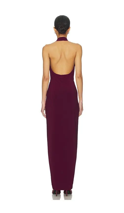 Norma Kamali X Revolve Tie Front Halter Gown - Wine
