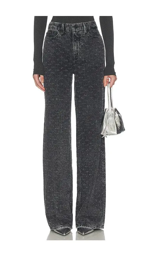 Good American Wide Leg Crystal Jeans - Black