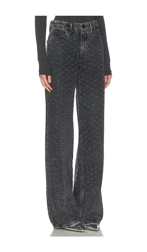 Good American Good Skate Wide Leg Crystal Jeans