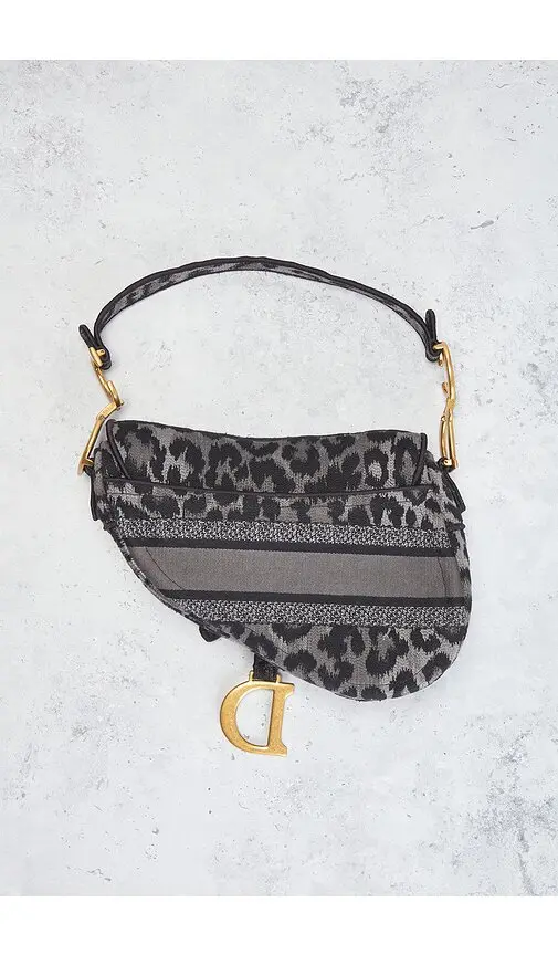 FWRD RENEW Dior Mizza Embroidered Saddle Bag - Grey