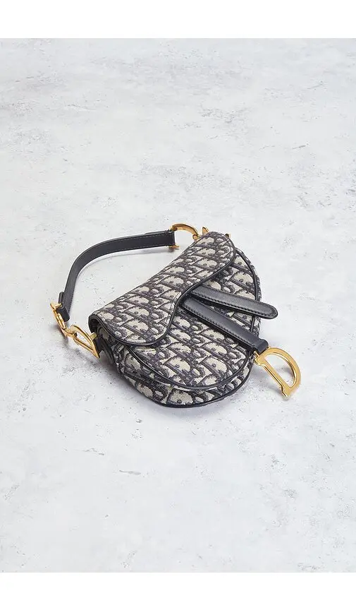 FWRD RENEW Dior Trotter Oblique Mini Saddle Bag - Blue