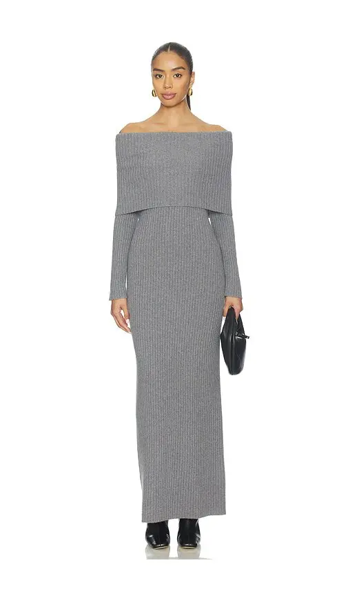 Theory Over The Shoulder Rib Dress - Grey