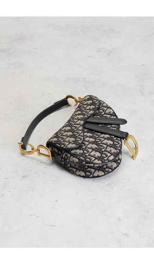 FWRD RENEW Dior Trotter Oblique Mini Saddle Bag - Blue