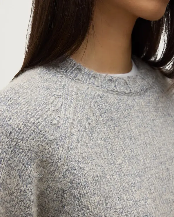 Johnstons Of Elgin Bay Marl Cashmere & Cotton Jumper - Blue