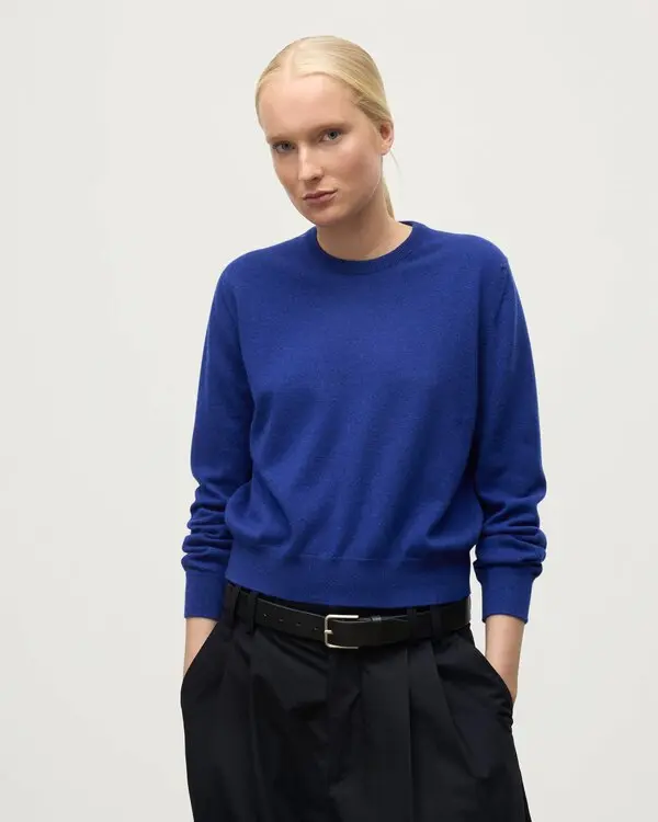 Johnstons Of Elgin Cashmere Crew Neck Jumper - Blue