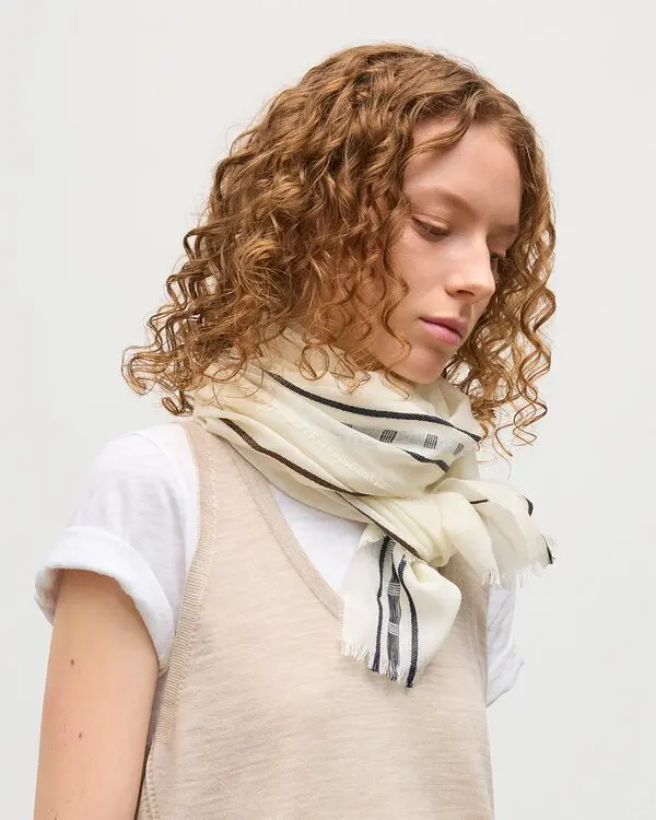 Johnstons Of Elgin Cyrus Float Edge Scarf - White