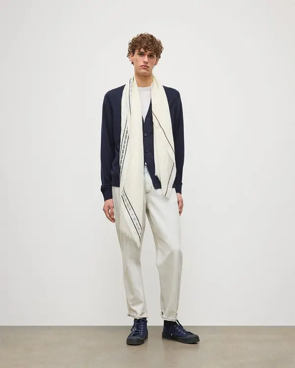 Johnstons Of Elgin Cyrus Float Edge Scarf - White