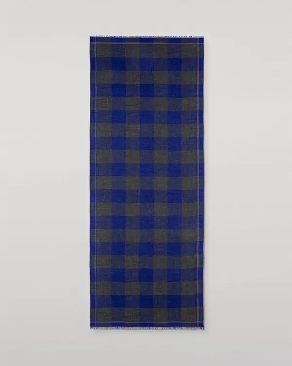 Johnstons Of Elgin Carnbee Large Gingham Cashmere Scarf - Navy