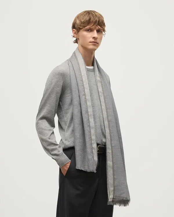 Johnstons Of Elgin Ives Chevron Border Cashmere Scarf