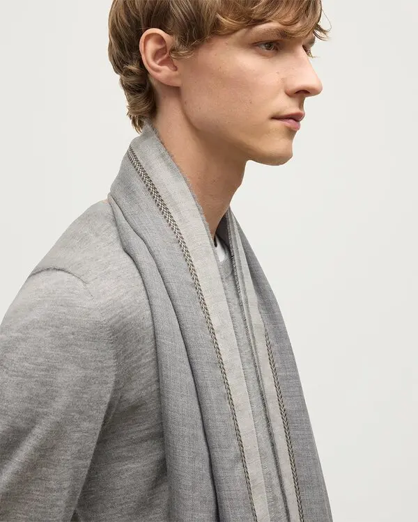 Johnstons Of Elgin Ives Chevron Border Cashmere Scarf