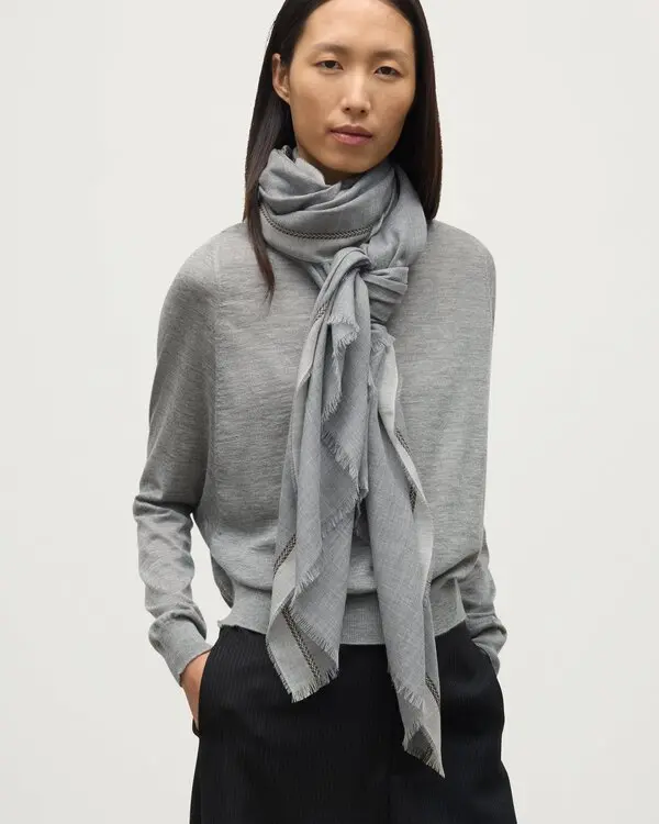 Johnstons Of Elgin Ives Chevron Border Cashmere Scarf