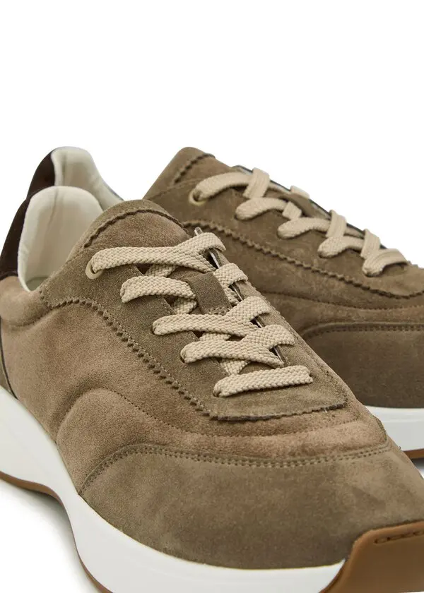 JUDE LLOW Maison Panelled Leather Sneakers - Taupe