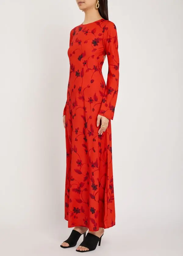 faithfull the brand red floral dress Rosa Maxi Dress Pirazzo Floral Rosso - Final Sale, XXL / Pirazzo Floral