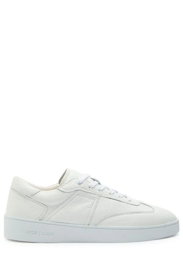 JUDE LLOW Pierre Panelled Grained Leather Sneakers - White