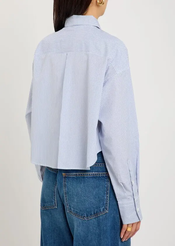 Rag & Bone Marin Striped Cropped Cotton-poplin Shirt - Blue