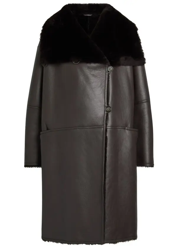 TOTEME Panelled Shearling Wrap Coat