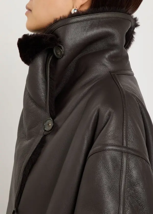TOTEME Panelled Shearling Wrap Coat