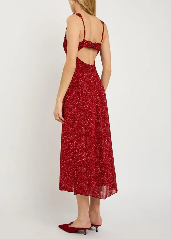 Lela Floral-print Georgette Midi Dress - Red