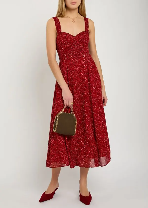 REFORMATION Lela Floral-print Georgette Midi Dress - Red