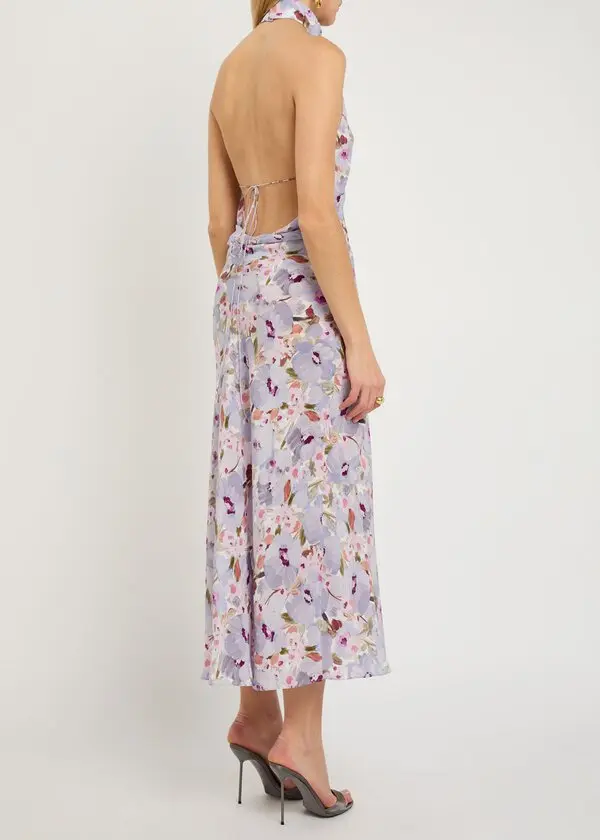 Balmain Floral-print Silk Midi Dress - White