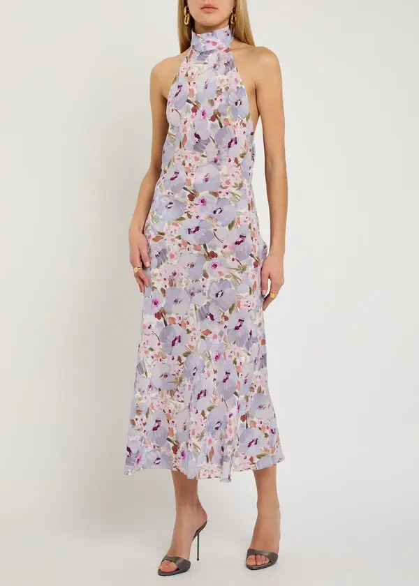 Balmain Floral-print Silk Midi Dress - White