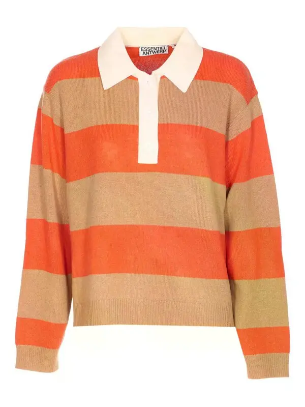 Essentiel Antwerp Striped Buttoned Polo Top