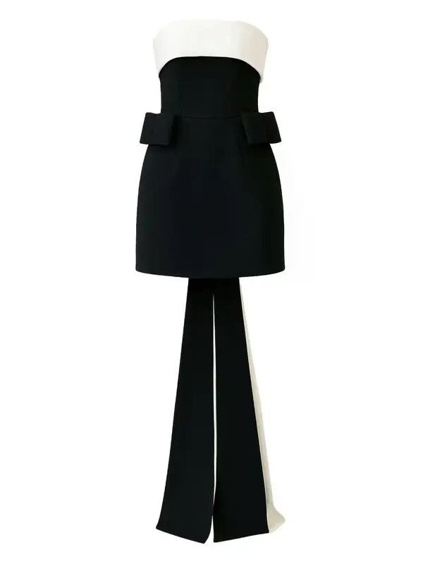 THE NEW ARRIVALS ILKYAZ OZEL Lalani Bow-detail Mini Dress - Black