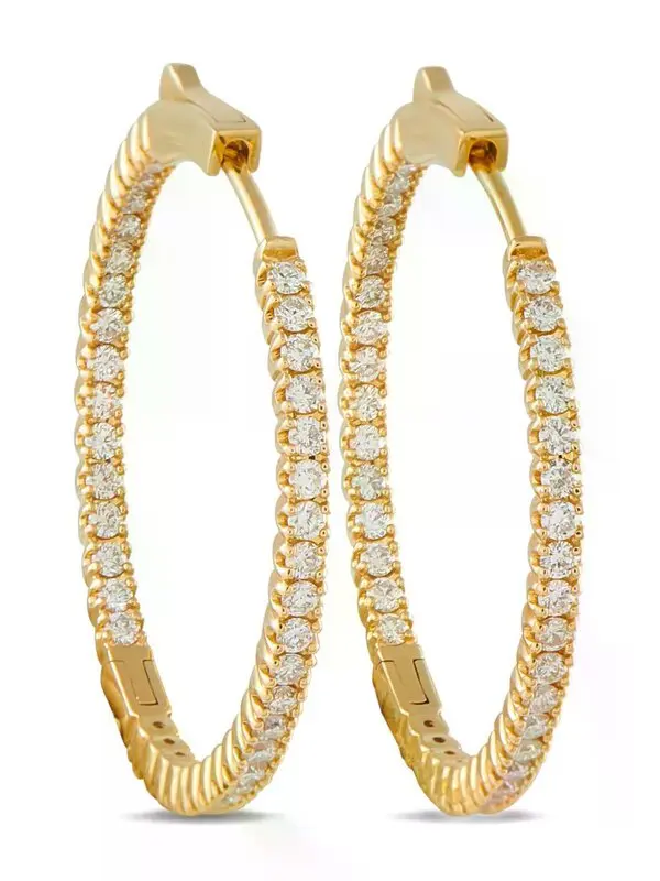 LB EXCLUSIVE 14k Yellow Diamond Hoop Earrings - Gold