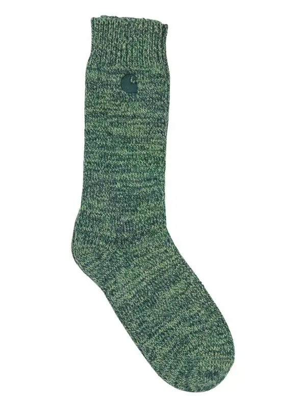 Carhartt Work In Progress Tony Ribbed Logo-patch Socks - Green