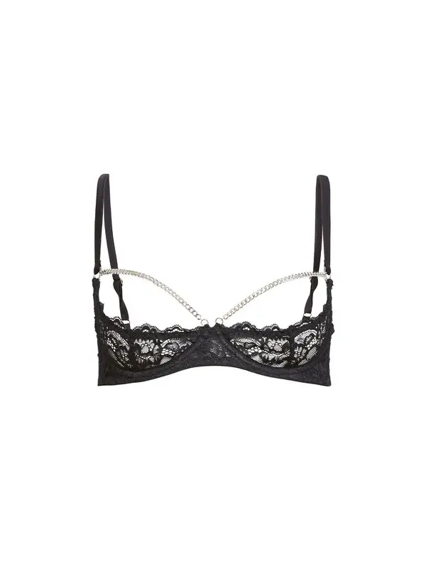 Fleur Du Mal Bianca Chain Ouvert Bra - Black