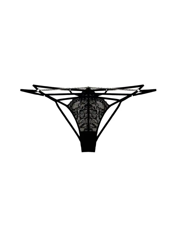 Fleur Du Mal Bianca Chain Ouvert Panty - Black