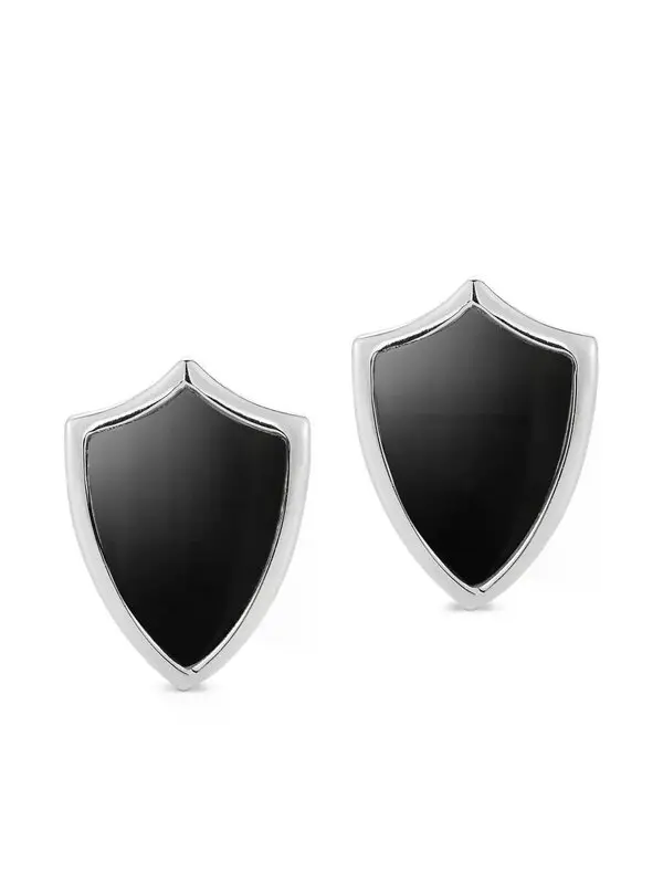 Mateo Onyx Shield Cufflinks - Silver