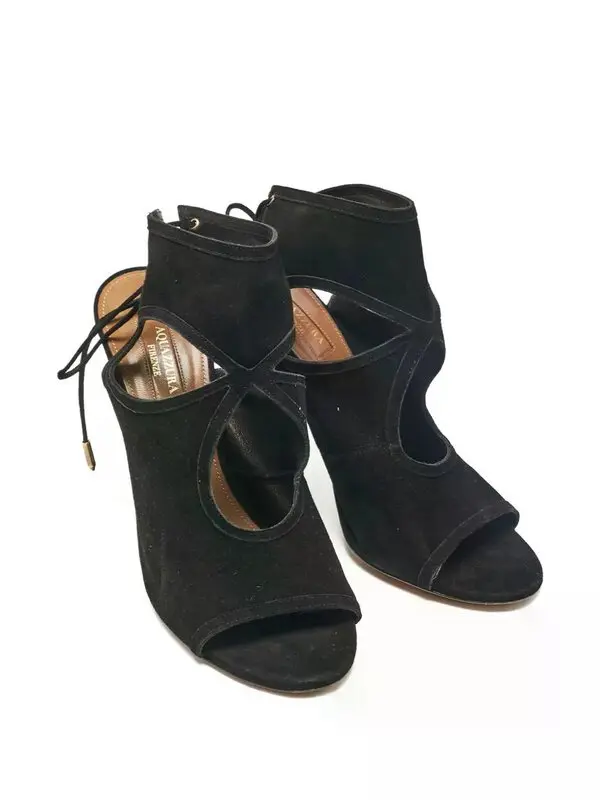 AQUAZZURA Suede Cut-out Stiletto Sandals - Black