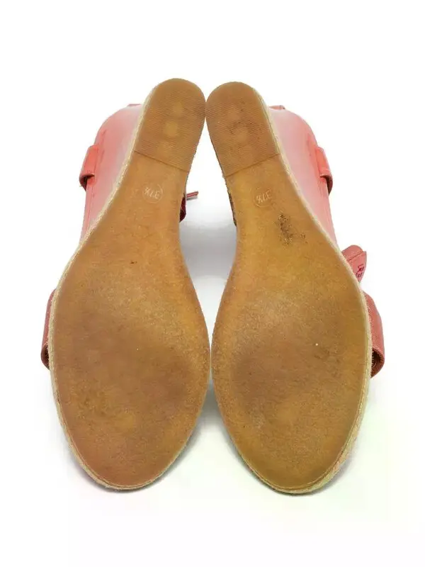 Fendi Leather Wedge Heel Sandals