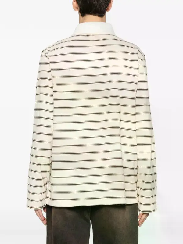 A.p.c. Striped Long-sleeve Polo Shirt - Neutrals