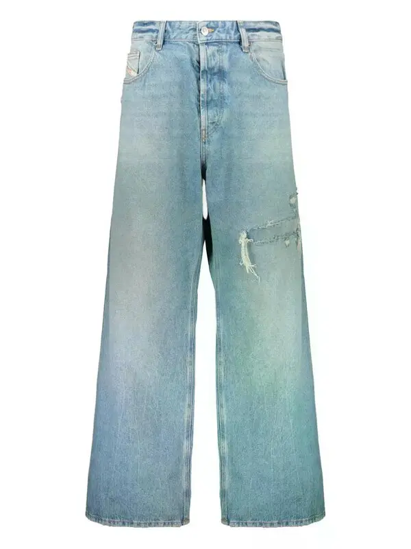 DIESEL® Light Ripped Wide Leg Jeans