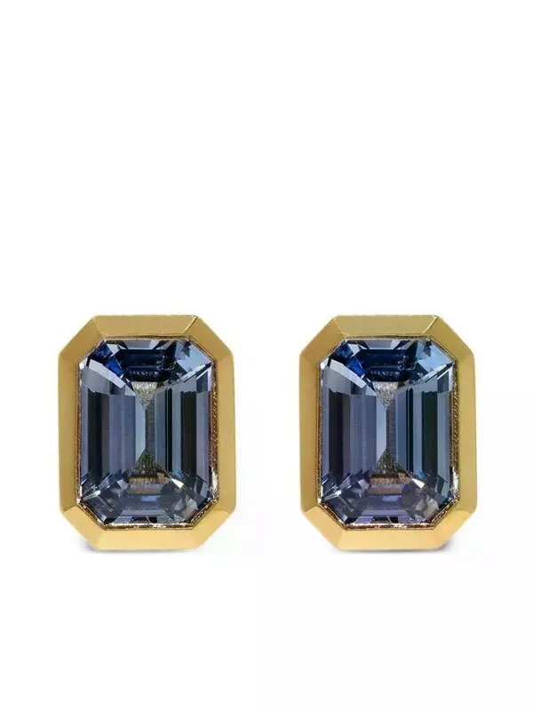 AZLEE Sapphire Stud Earrings - Gold