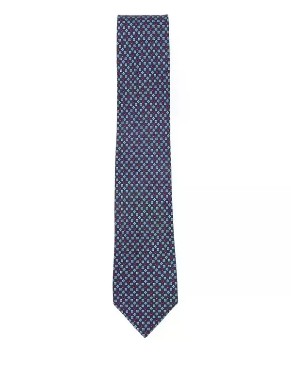 FERRAGAMO Floral-pattern Neck Tie - Blue