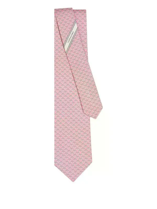 FERRAGAMO Shark-print Silk Tie - Pink