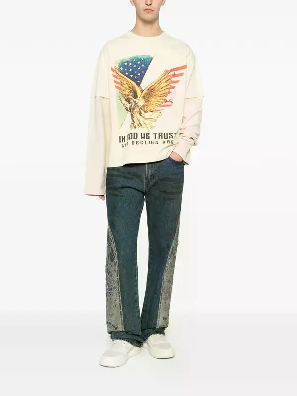 WHO DECIDES WAR BY EV BRAVADO Graphic-panel Jeans