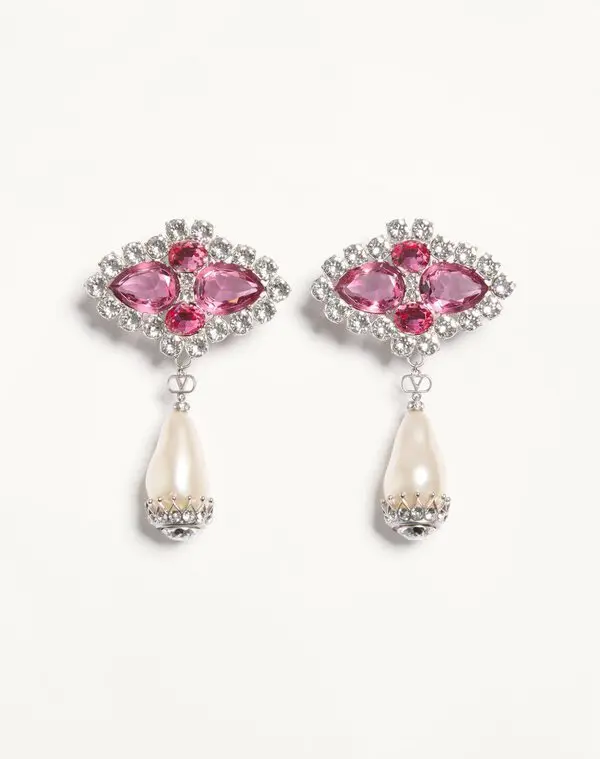 Valentino Garavani Pas Plus Earrings - Palladium/cream/pink